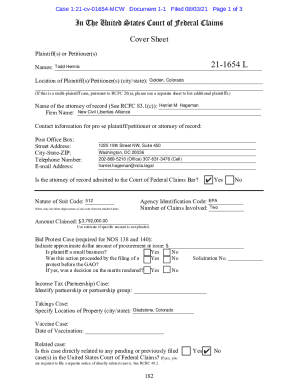 Fillable Online U.S. Court of Federal ClaimsPACER: Federal Court ...