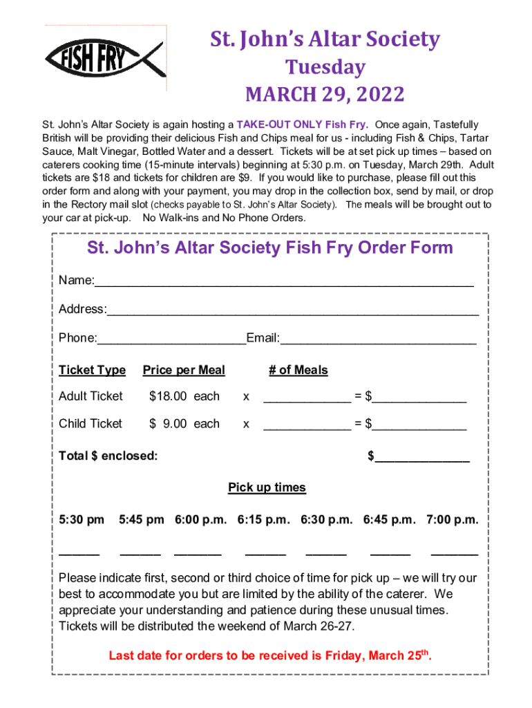 Fillable Online Fishing for a Lenten meal? This Somerset church is ...