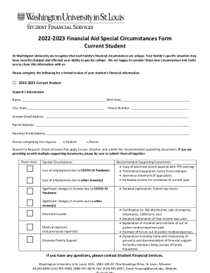 Fillable Online 2022-2023 Financial Aid Special Circumsatances Form ...