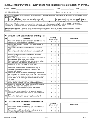 Fillable Online Diagnostic Criteria and Questions to Aid Diagnosis ...