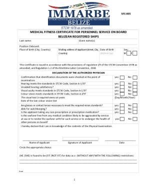 Fillable Online Medical Certificate for personnel service on board Fax ...