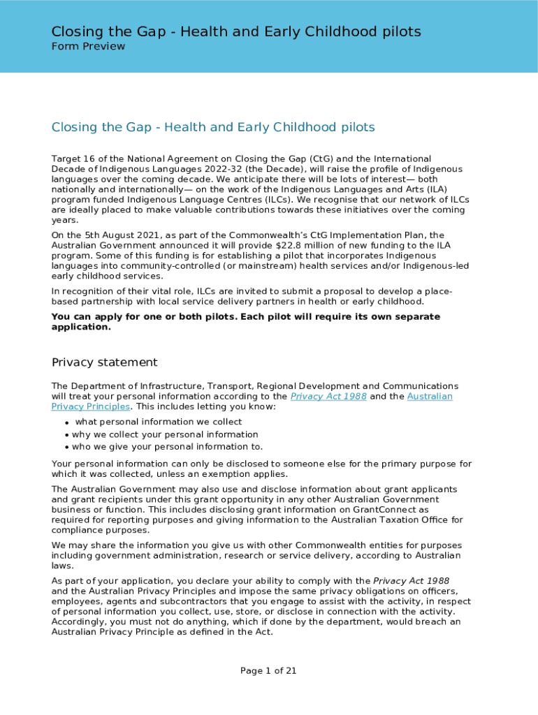 Fillable Online ACT Annual Report for National Closing the Gap ...