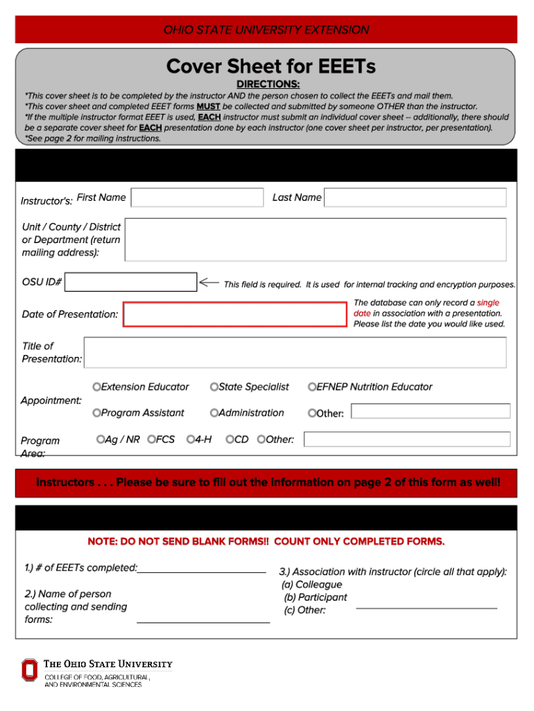 Fillable Online EEET Cover Sheet Fax Email Print - pdfFiller