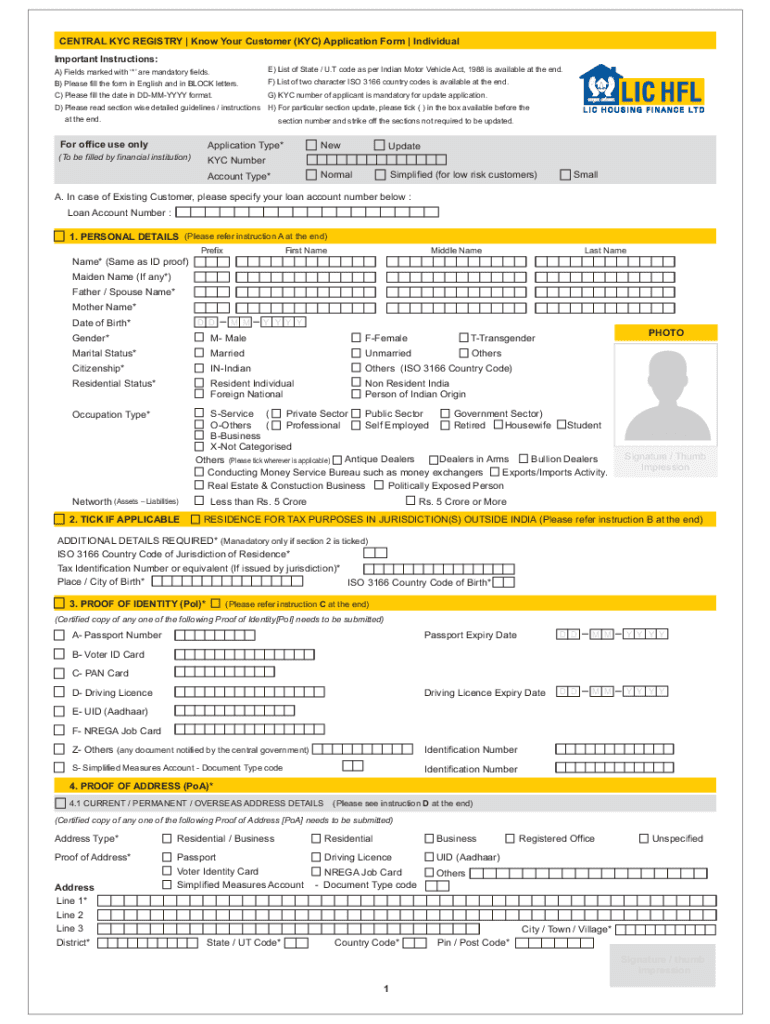Fillable Online Central KYC regi FORM-2017 Fax Email Print - pdfFiller