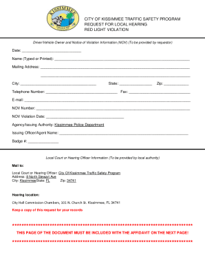 Fillable Online AFFIDAVIT OF NON-RESPONSIBILITY FOR RED LIGHT ... Fax ...