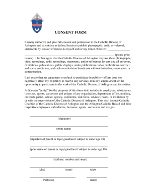 Fillable Online CONSENT FORM - Catholic Charities of the Diocese of Arlington Fax Email Print ...