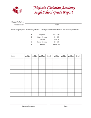 Fillable Online CCAHigh School Grade Report Form Blank.doc Fax Email ...