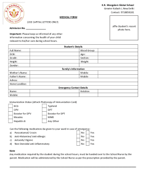 Fillable Online Medical Form - K.R. Mangalam Global School Fax Email ...