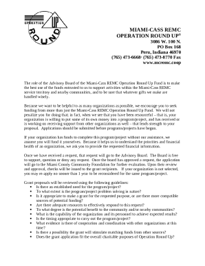 Operation RoundUp Application - Miami-Cass REMC Doc Template | pdfFiller