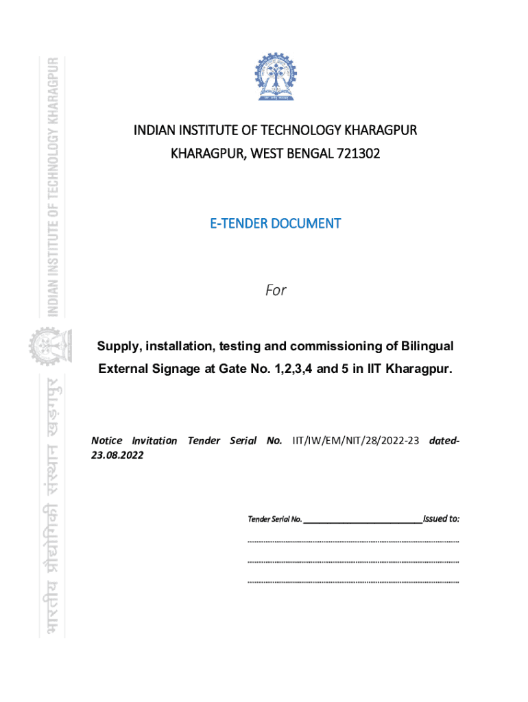 Fillable Online etender document - IIT Kharagpur Fax Email Print ...
