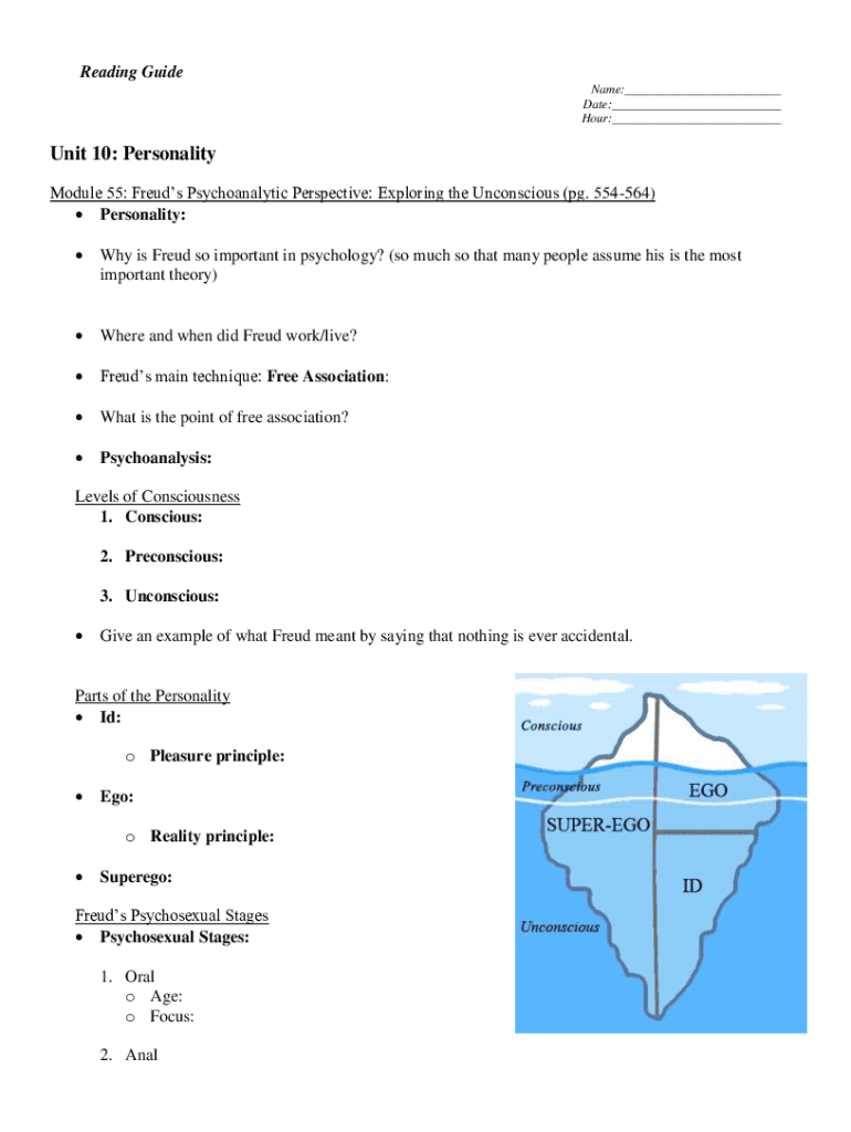 Fillable Online Unit 10 Module 55 Reading Guide.docx - Module 55: Freud ...