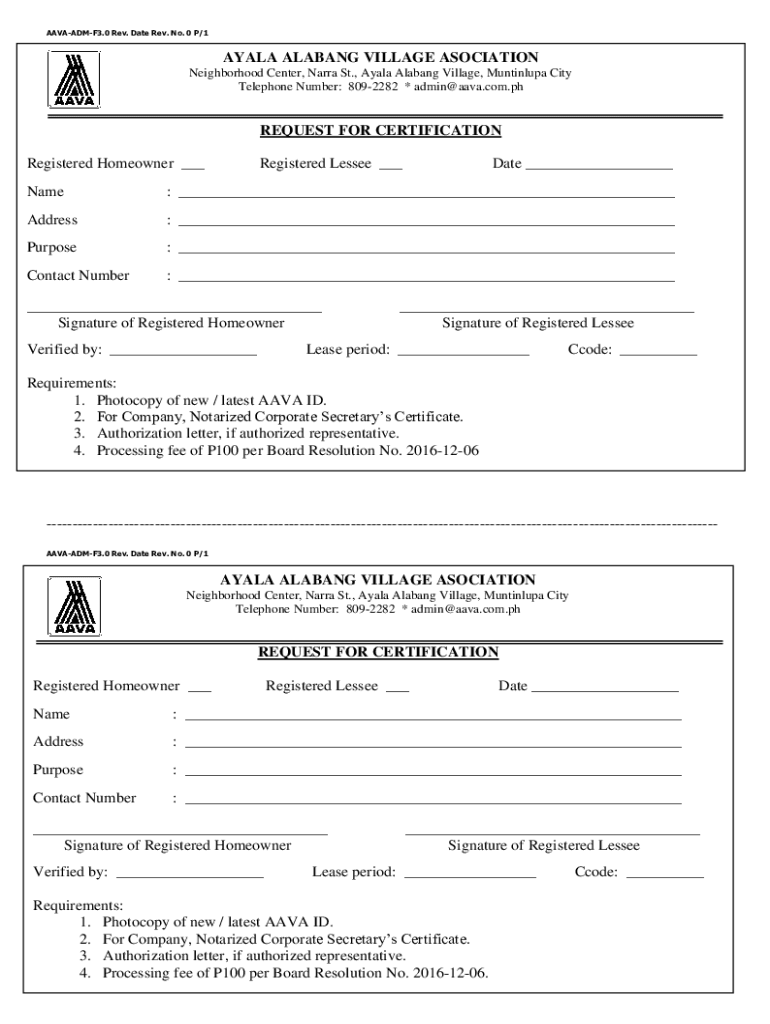 Fillable Online AAVA Carpool Vehicle Pass & Sticker Application Form ...