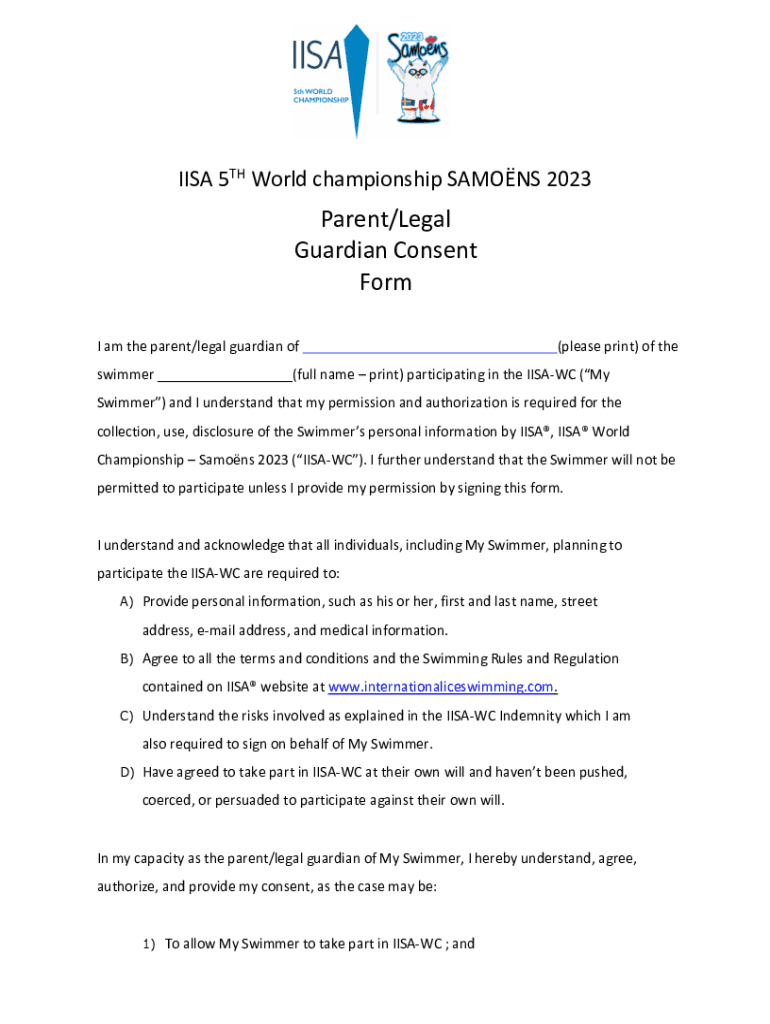 Fillable Online Swimming Pool Consent Form - Fill Online, Printable ...