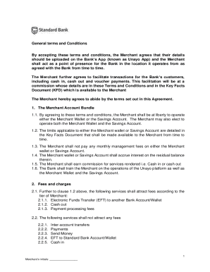Fillable Online Unayo General Terms and Conditions for Business Account ...
