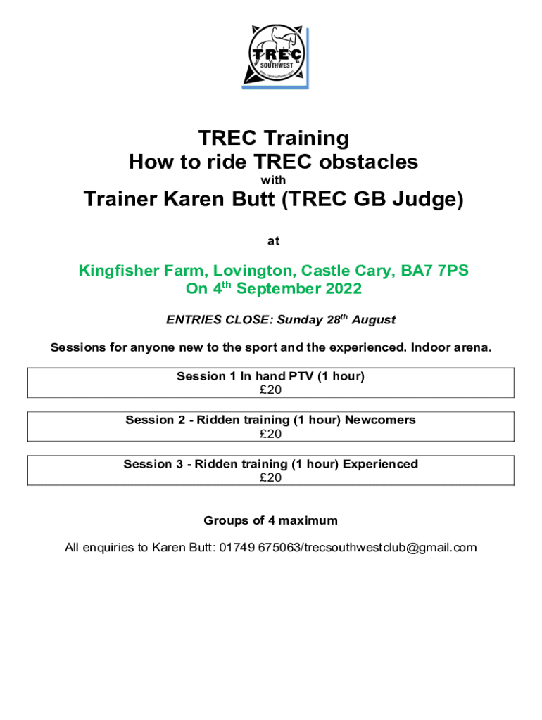 Fillable Online trecsouthwest co TREC Training How to ride TREC ...
