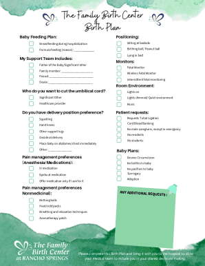 Fillable Online Birth Plan/Birth Preferences Worksheet As your baby's ...