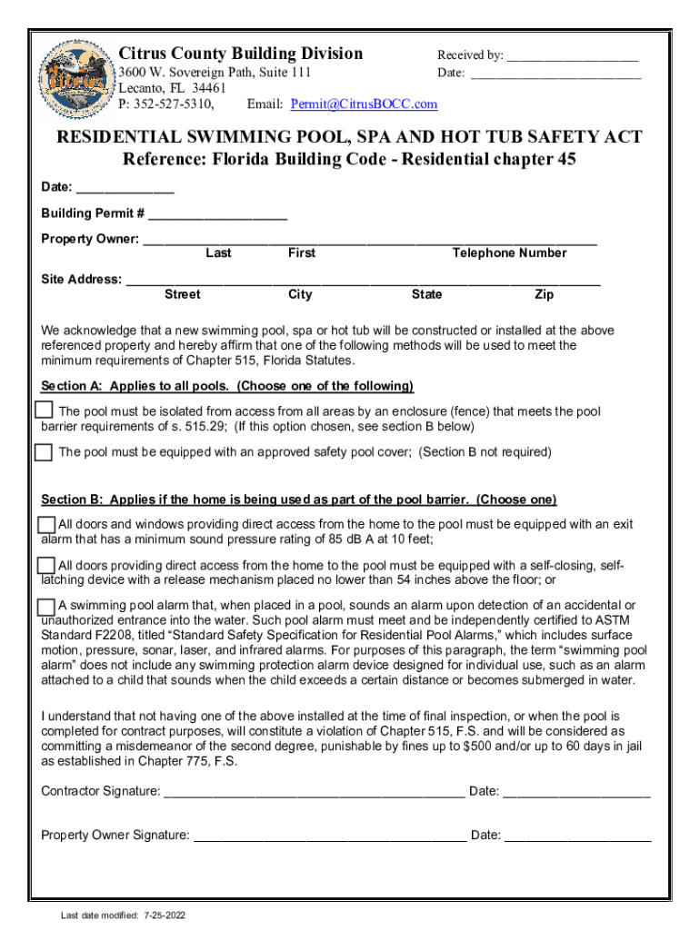 Fillable Online Pool Barrier Affidavit.docx Fax Email Print - pdfFiller