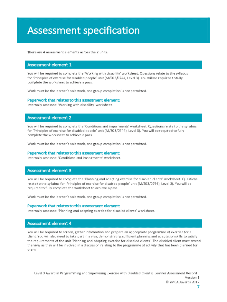 Fillable Online elearning ymca co Course: Assessment templates, Section ...