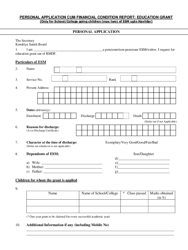 Fillable Online Personal Application Cum Financial Condition Report ...