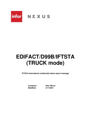 Fillable Online EDIFACT/D99B/IFTSTA (TRUCK mode) - Infor Nexus Fax ...