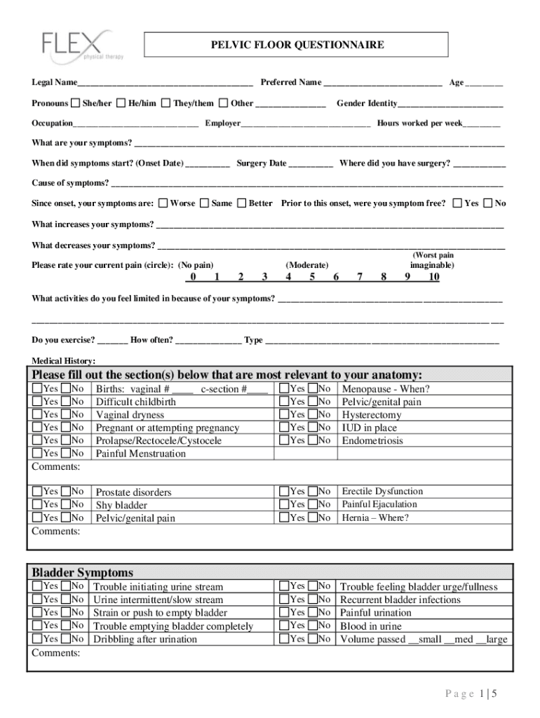 Fillable Online of 4 PELVIC FLOOR SYMPTOM QUESTIONNAIRE Please fill ...