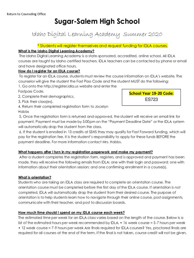 Fillable Online Getting Started and Registering - Idaho Digital ...