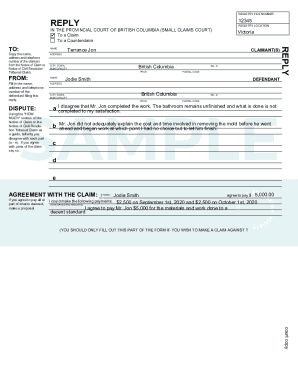 Fillable Online Reply - Replying to to a Claim or a Counterclaim ...