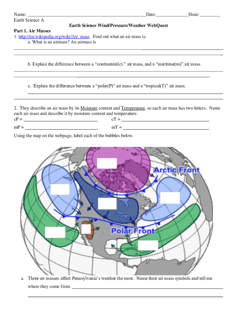 Fillable Online Air Masses and Fronts Webquest - Commack School ...