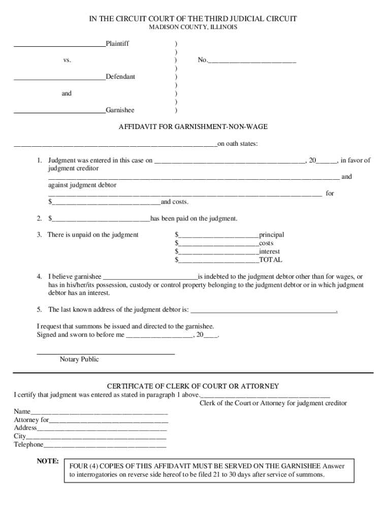 Fillable Online affidavit-for-garnishment-non-wage-171-3-(rev-12-17).pdf Fax Email Print - pdfFiller