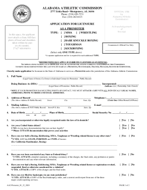 Fillable Online aac alabama Alabama Athletic Commission State of Alabama Fax Email Print - pdfFiller