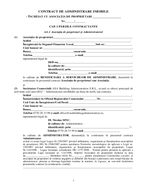Fillable Online Contract de administrare imobile (incheiat cu asociatia ...