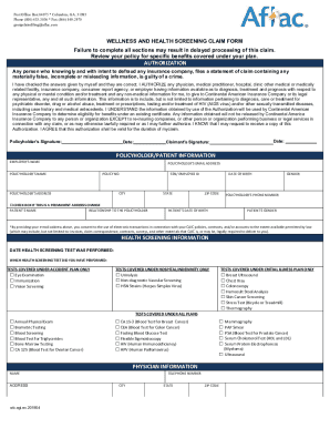 Fillable Online Wellness and health screening claim form Fax Email Print - pdfFiller