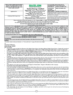 Fillable Online application form for eligible equity shareholders of ...
