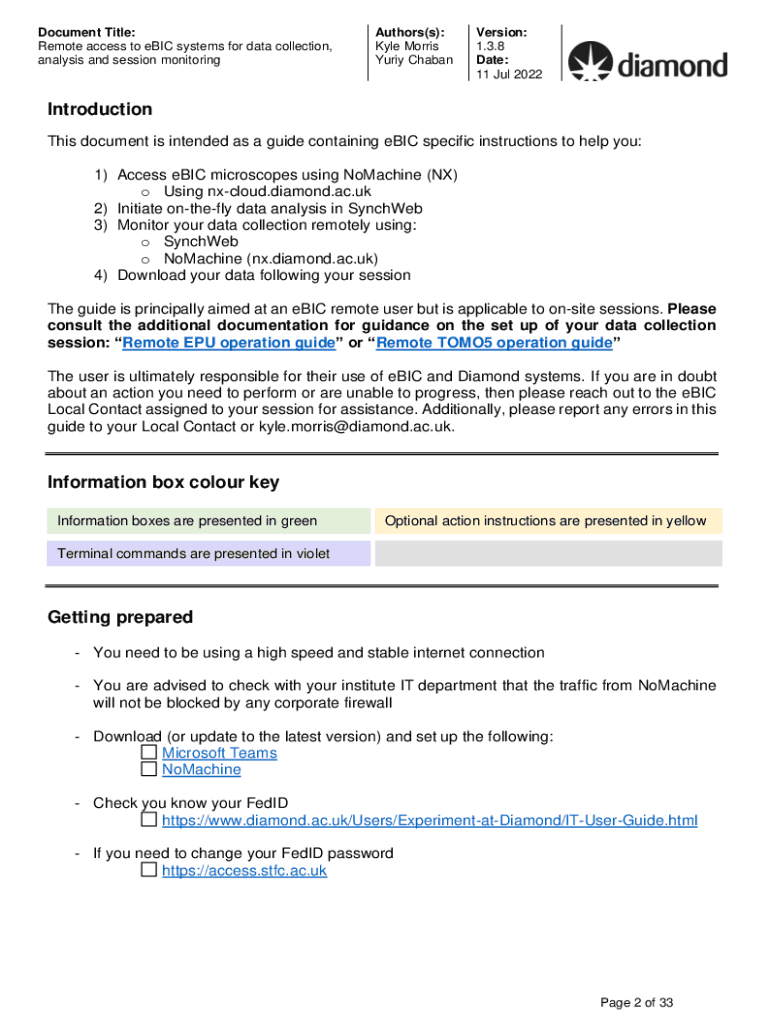 Fillable Online Remote access to eBIC systems for data collection, analysis ... Fax Email Print ...