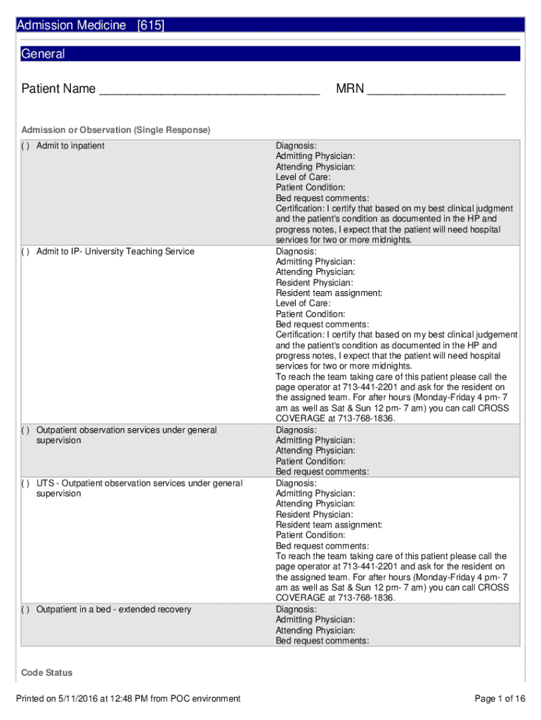 Fillable Online Answers to your questions on observation and discharge ...