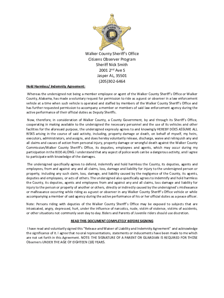 Fillable Online Walker County Sheriff's Office Citizens Observer ...