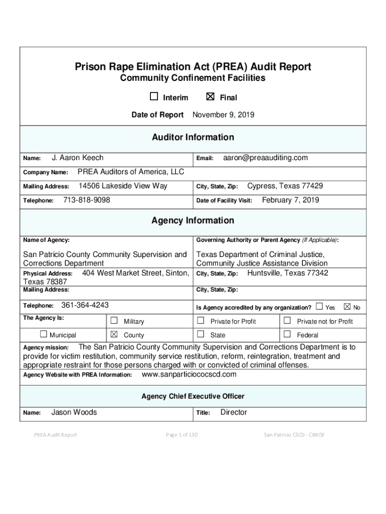 Fillable Online Prison Rape Elimination Act (PREA) Audit ReportKPEP Fax ...
