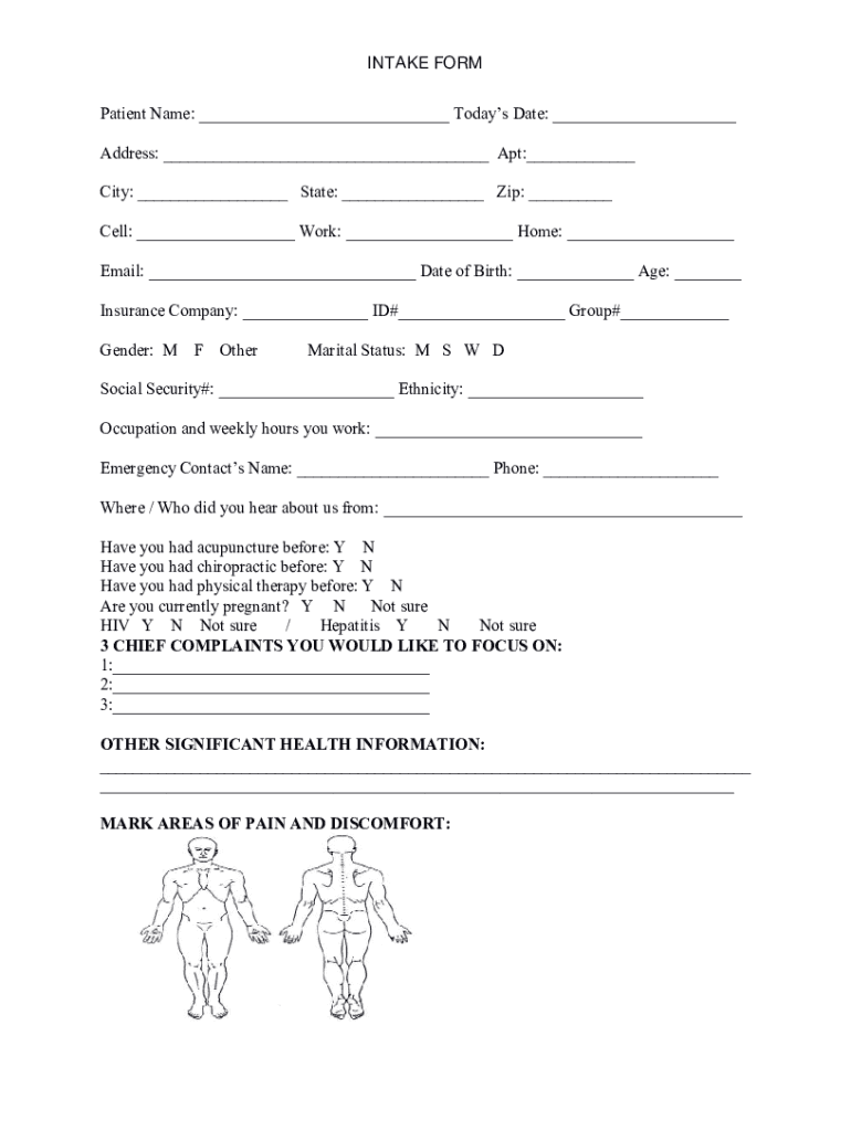 Fillable Online PT Intake Forms - Tamila Selitsky, OB-GYN P.C. Fax ...