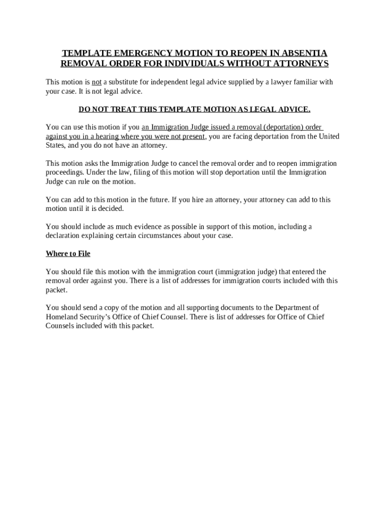 template emergency motion to reopen for individuals without ... Doc ...