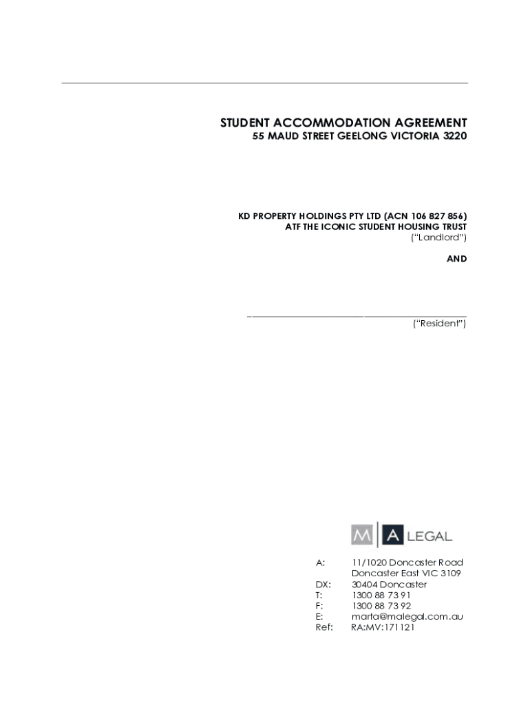 Fillable Online STUDENT ACCOMMODATION AGREEMENT Fax Email Print - pdfFiller
