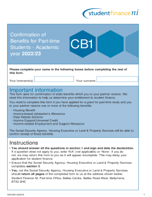 Fillable Online CB1 - Student Finance NI Fax Email Print - pdfFiller