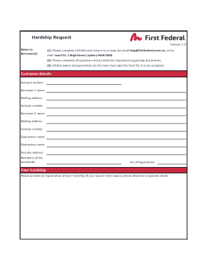 Fillable Online Hardship Request - First Federal Fax Email Print ...