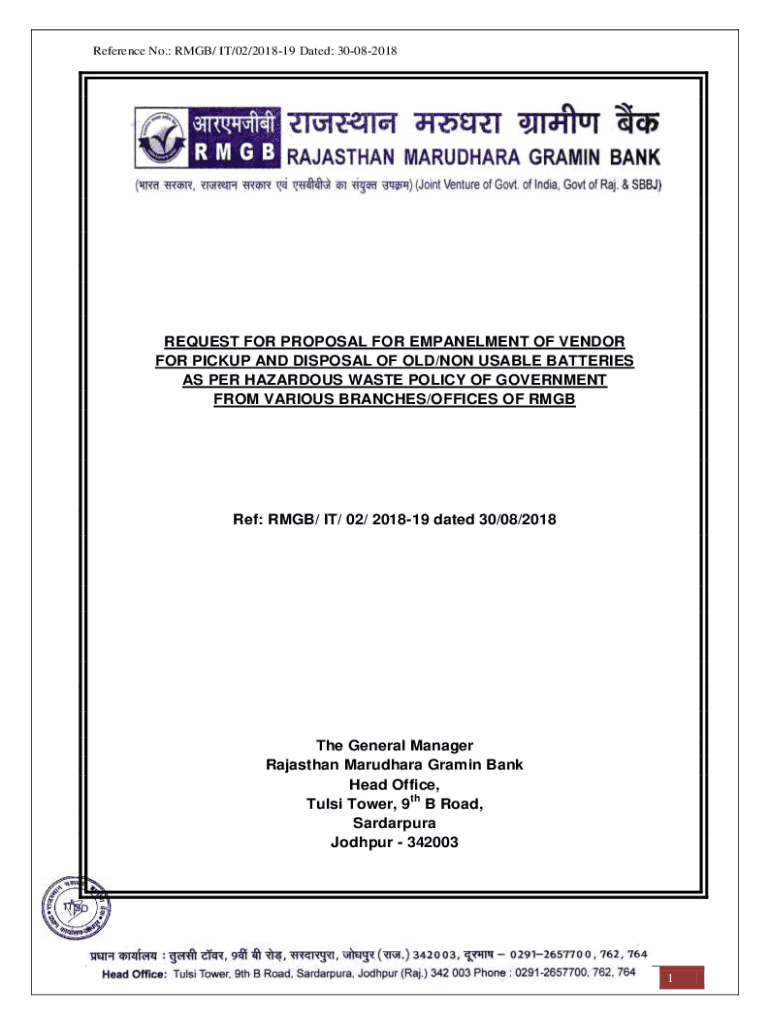 Fillable Online request for proposal for empanelment of vendor Fax ...