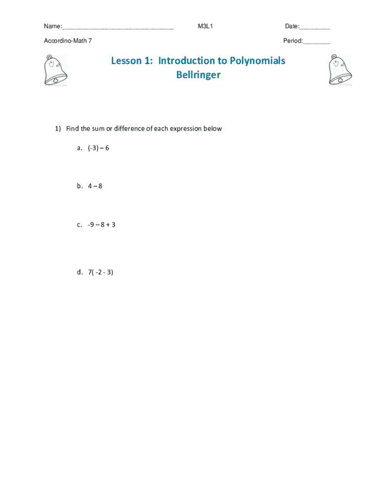 Fillable Online Algebra 1 : How to find the degree of a polynomial Fax ...