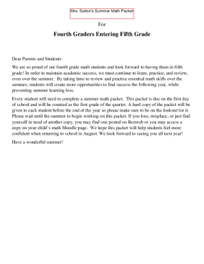 Fillable Online 6th to 7th grade summer packet pdf with answers Fax ...