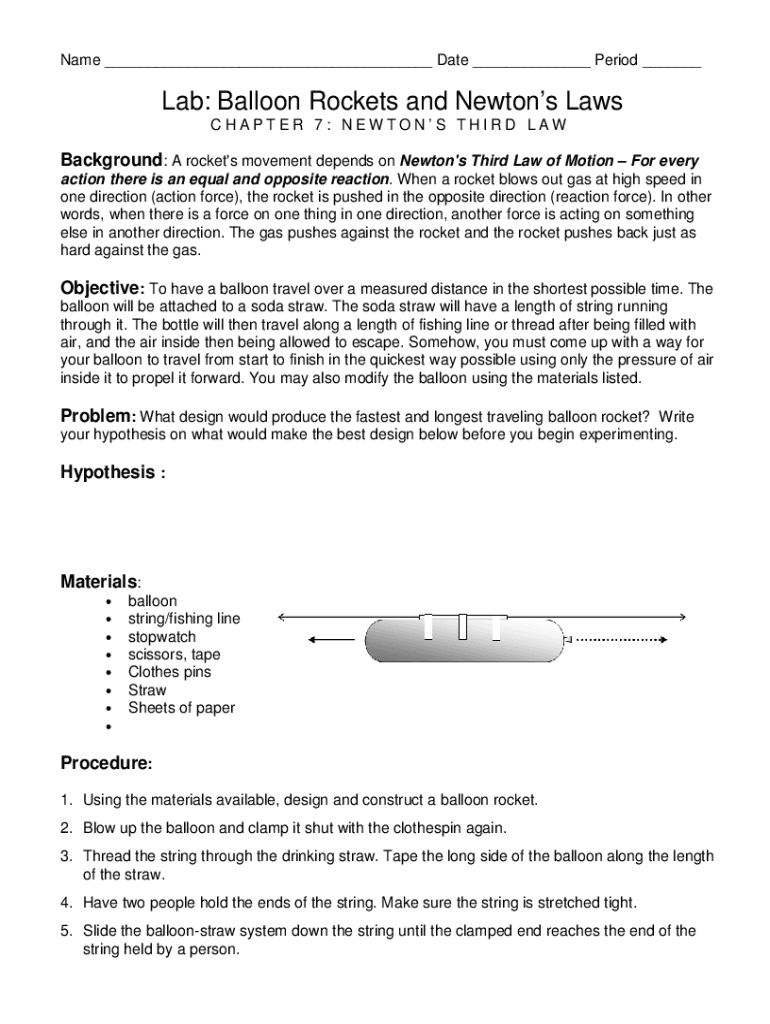Fillable Online Newton's Third Law: Rocket Races - NASA Fax Email Print ...