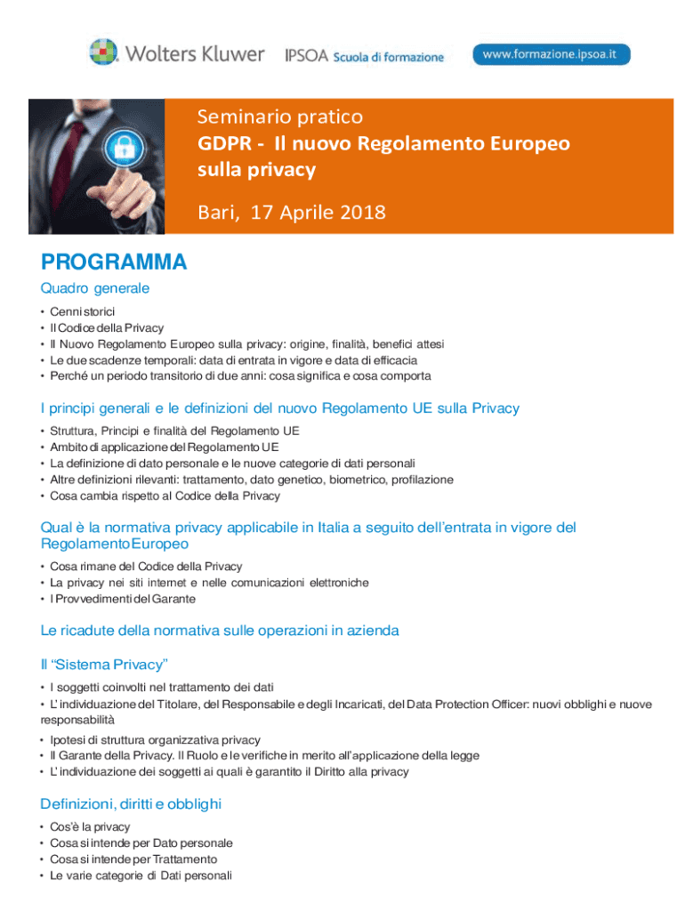 Fillable Online GDPR, tutto ci che c' da sapere per essere in regola Fax Email Print - pdfFiller