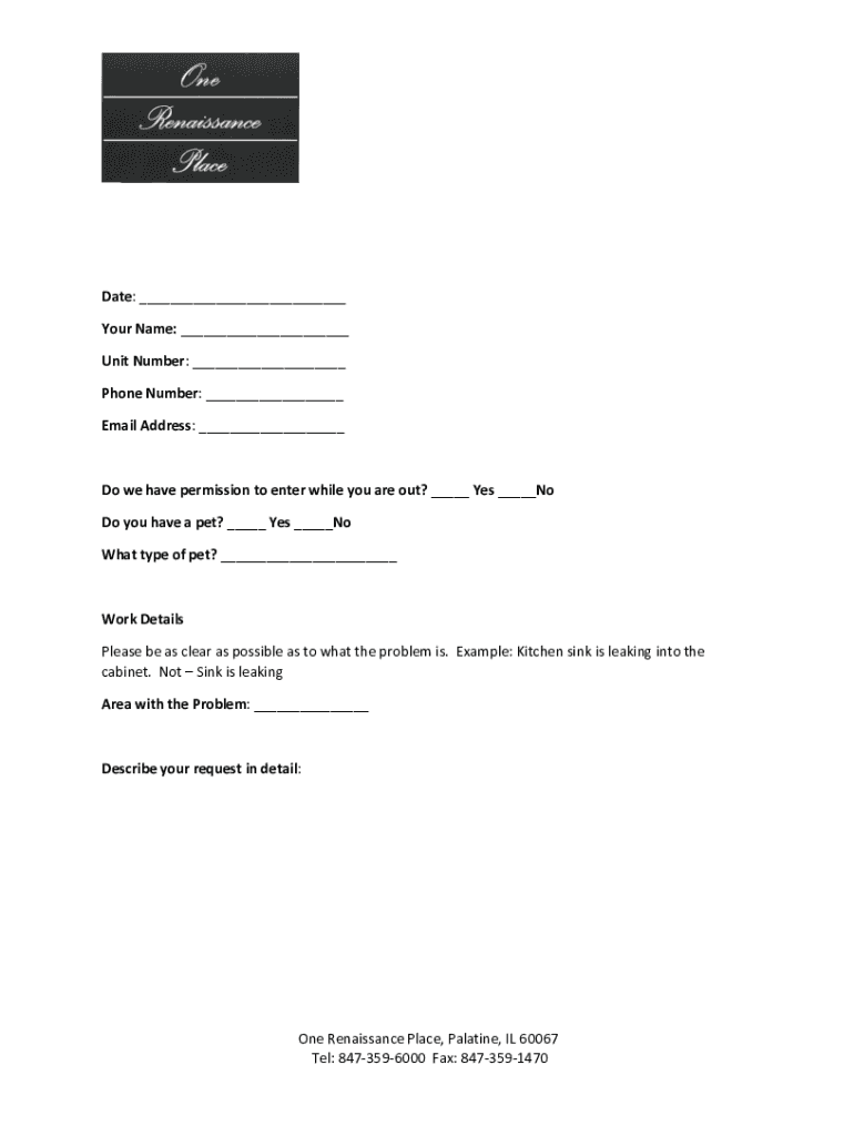 Fillable Online Work Order Request Template Fax Email Print - pdfFiller