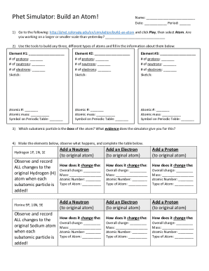 Fillable Online Phet Simulator: Build an Atom Fax Email Print - pdfFiller
