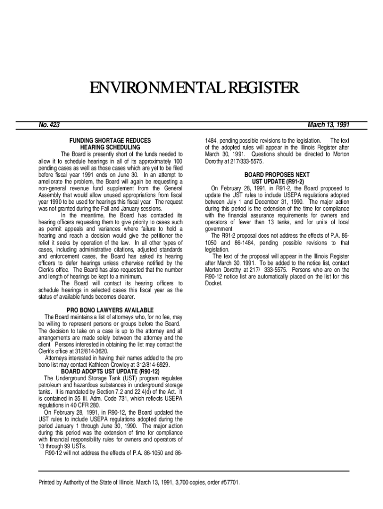 Fillable Online ENVIRONMENTAL REGISTER Fax Email Print - pdfFiller